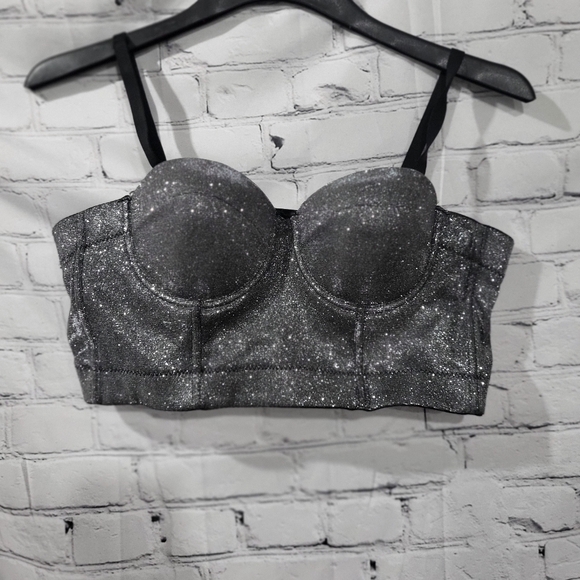 The Sang | Tops | The Sang Sparkling Gray Bustier Top | Poshmark